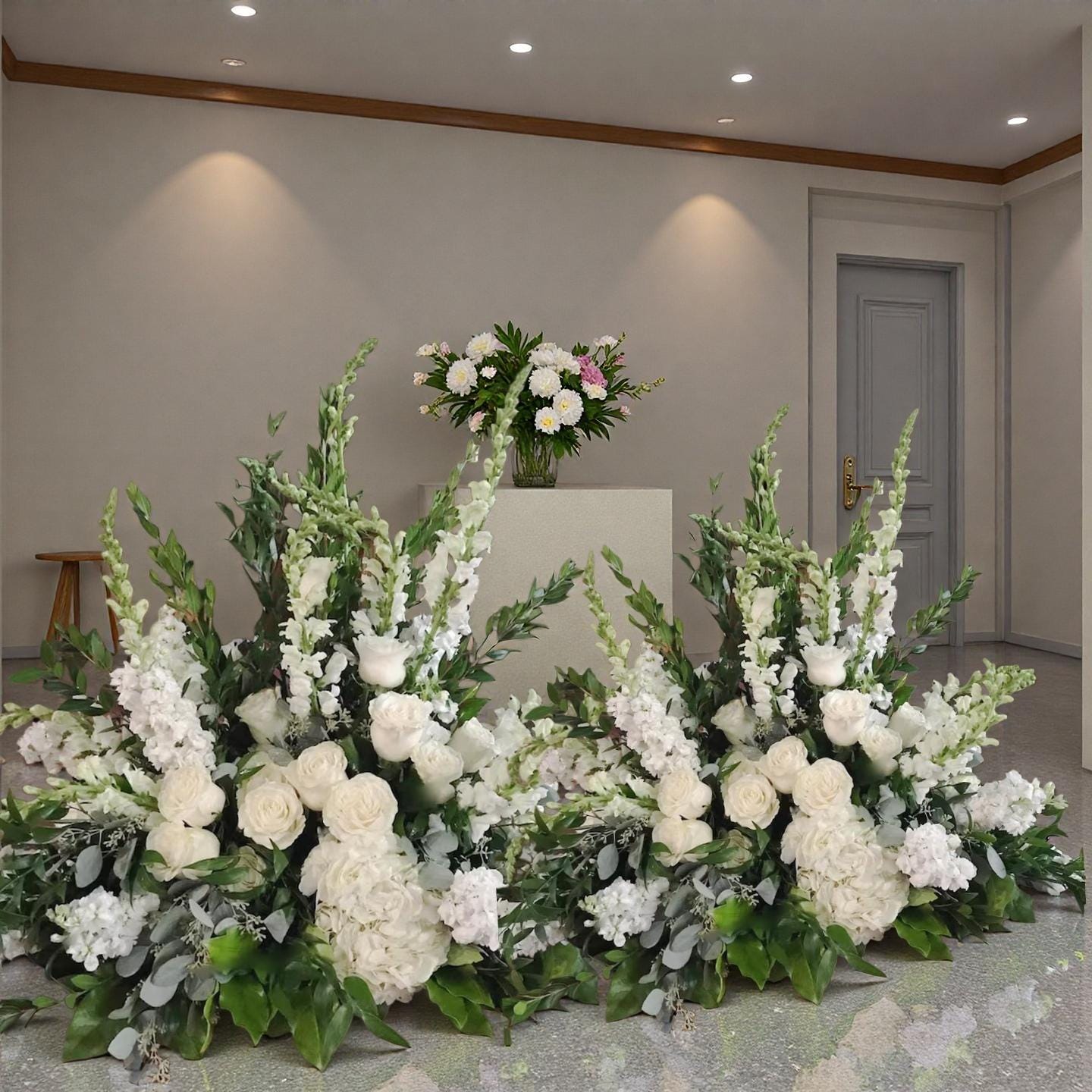 Greenery White Flowers Row,wedding Floor Flower Arrangement,ground ...