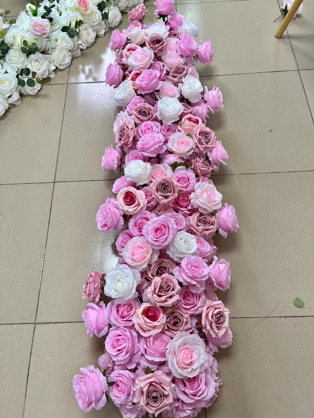 Pink Rose Flower Garland,table Flower Runner,wedding Flower Arch,table ...