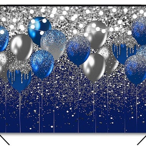 Royal Blue Glitter Backdrop Blue Balloon Party Decor for Wedding ...