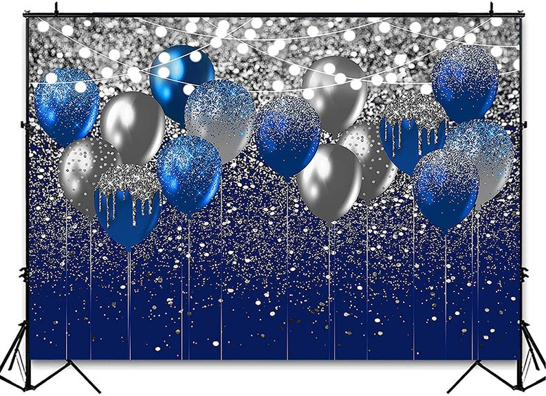 Royal Blue Glitter Backdrop Blue Balloon Party Decor for - Etsy