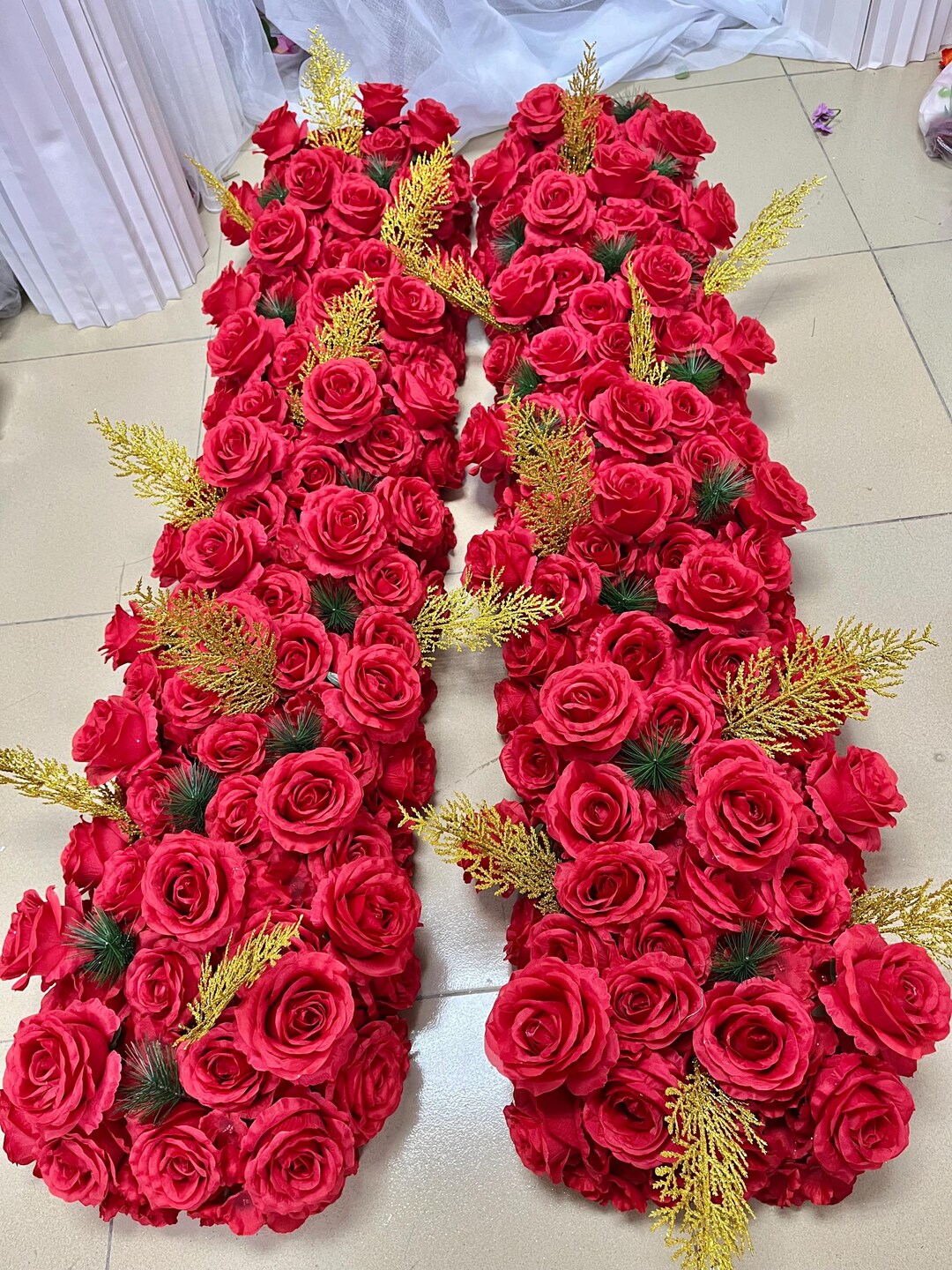 Red Rose Flower Garland,wedding Arch Swag,wedding Flower Runner ...