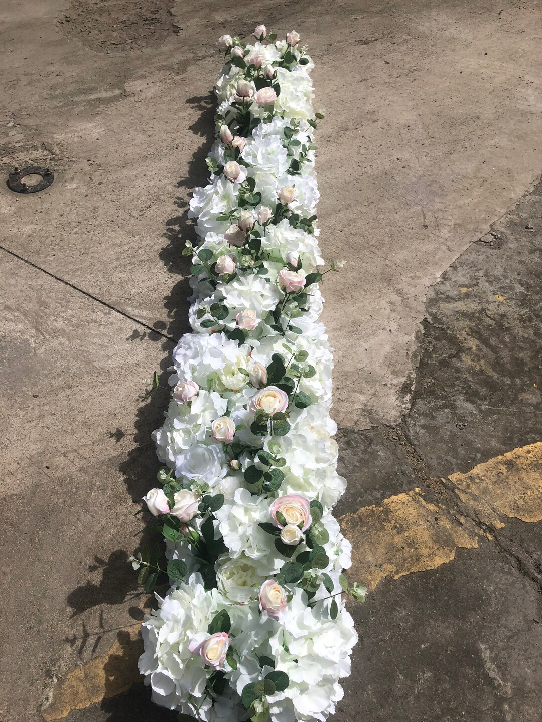 White Peony Rose Flower Runner Artificial Floral Row,wedding Flower ...