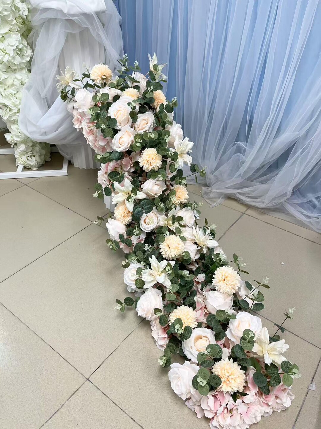 Champagne Rose Flower Garland,wedding Flower Runner,wedding Flower Arch ...