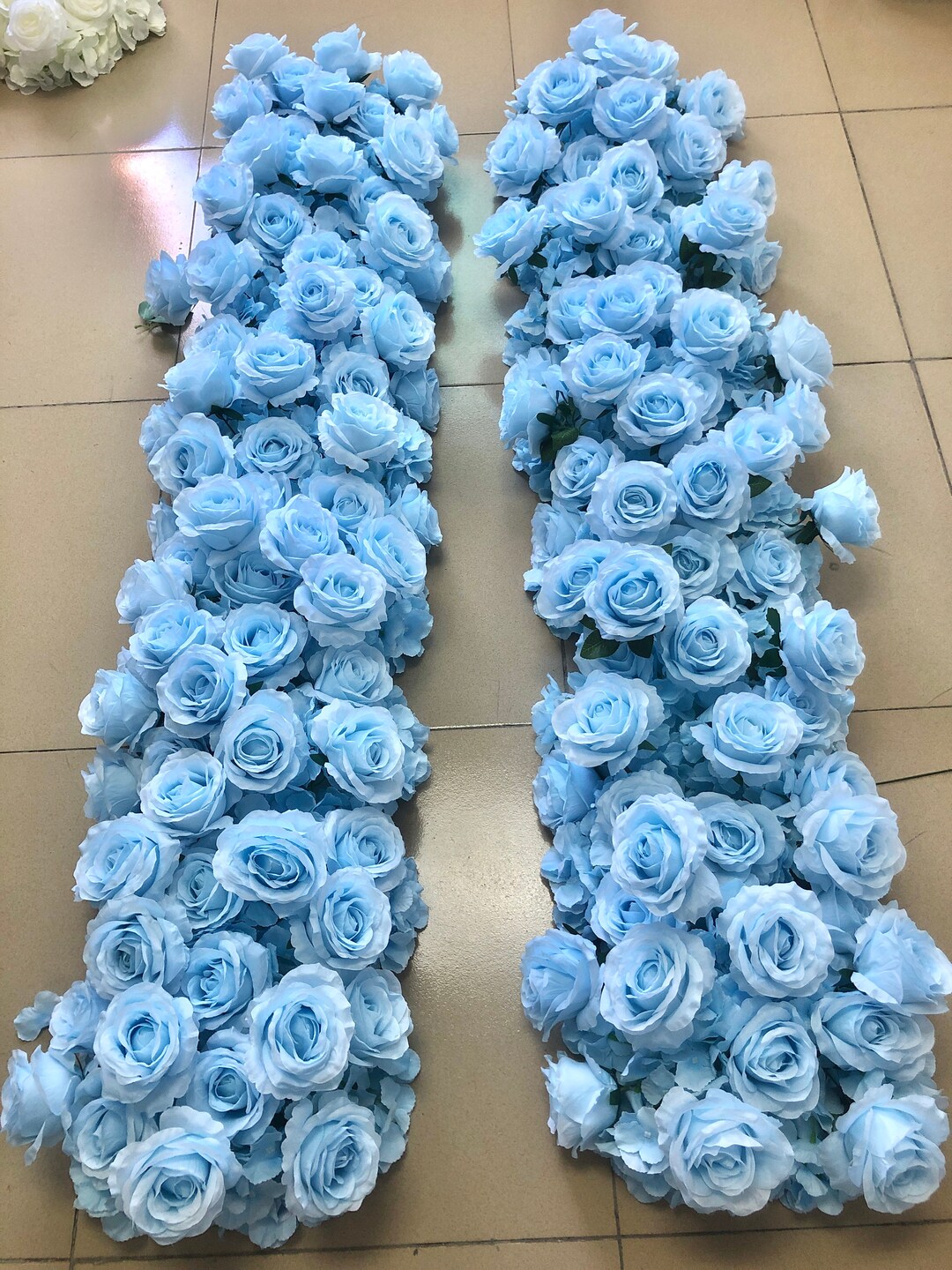 Baby Blue Rose Flower Runner,blue Hydrangea Garland,wedding Flower ...