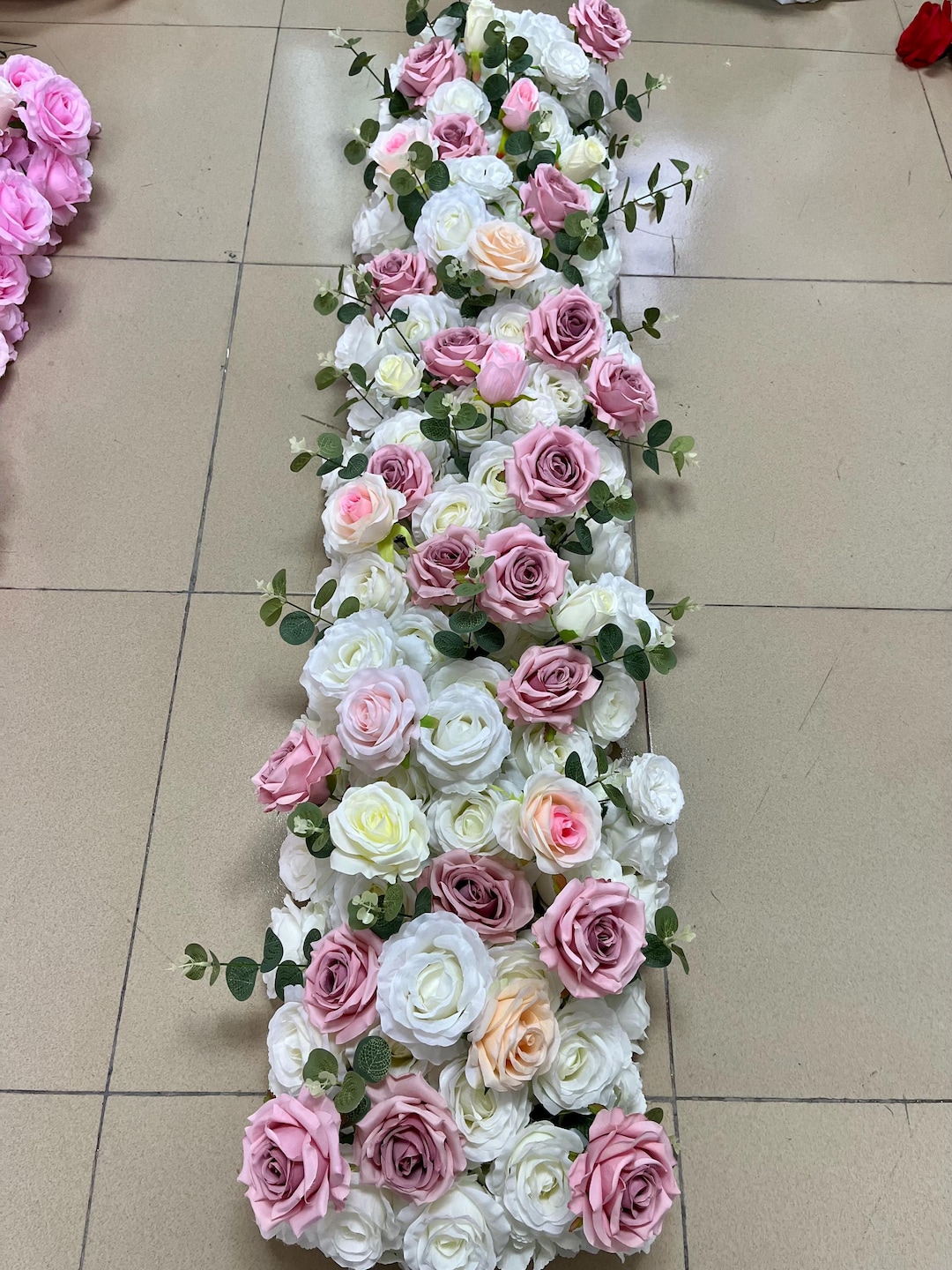 Plush Pink Rose Flower Runner,flower Arch Garland,wedding Floral Row ...