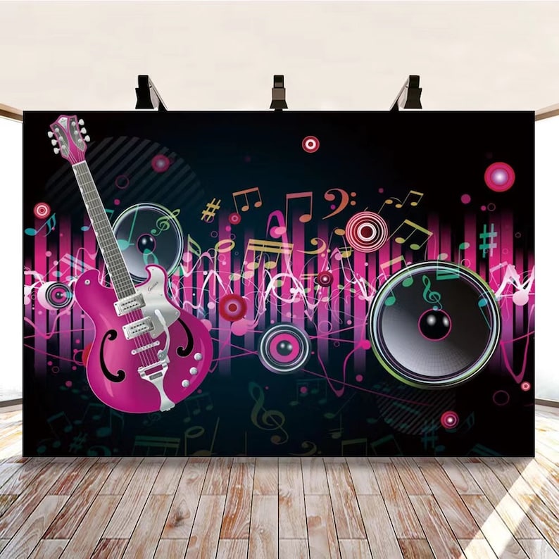 Neon Music Party Backdrop Musical Backdrop Disco Theme Neon - Etsy