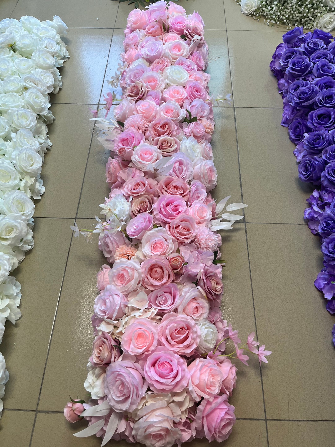 Pink Flower Garland,rose Flower Runner,wedding Floral Row,wedding Arch ...