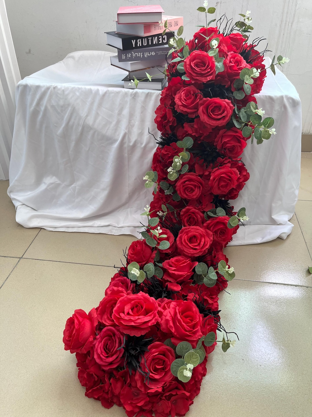 Red Rose Flower Garland,wedding Florals Runner,table Red Rose Flower ...