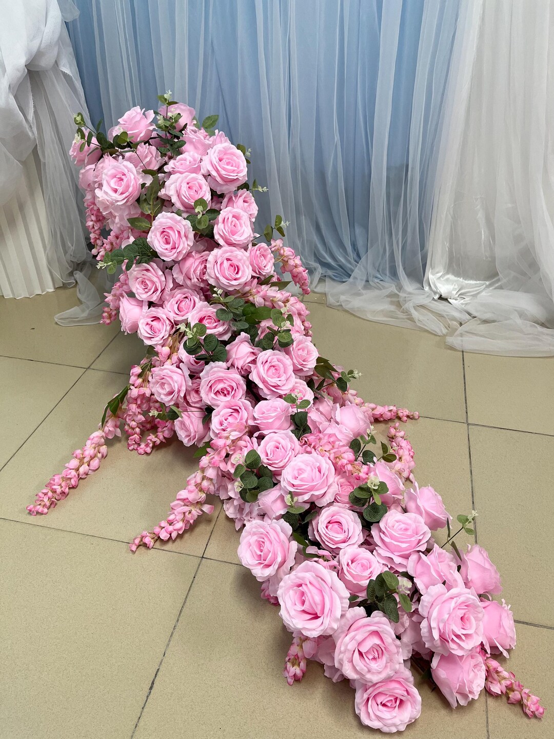 Pink Rose Flower Garland,wedding Flower Runner,flower Arch,table Flower ...