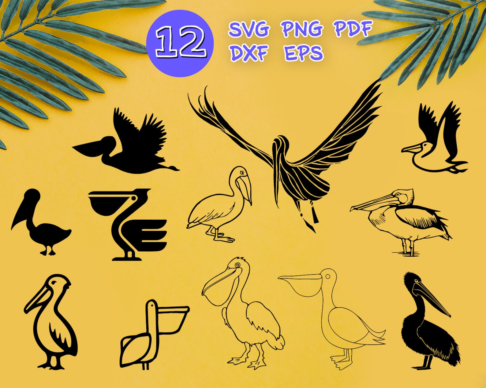 PELICAN SVG, Pelican Silhouette, Pelican Clipart, Pelican Vector ...