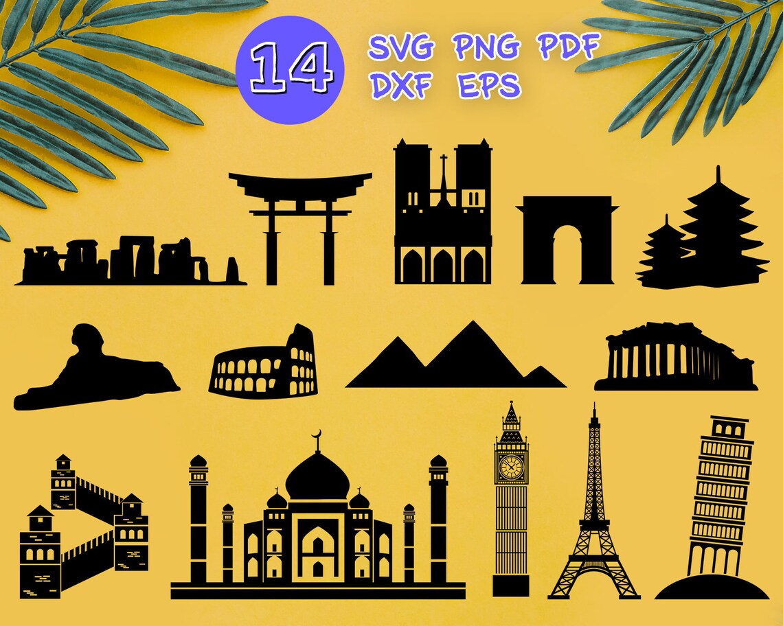 WORLD LANDMARKS SVG Travel Svg Vacation Clipart Svg World | Etsy