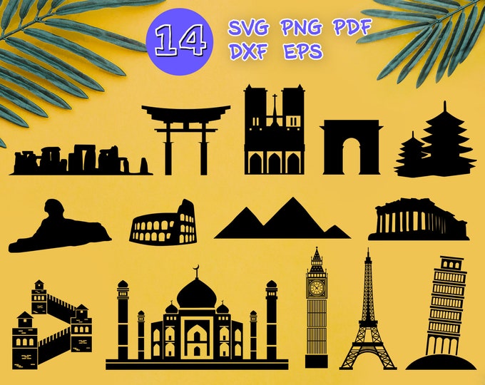 World Landmarks SVG, Landmark, World Landmark Svg,vacation Clipart Svg ...