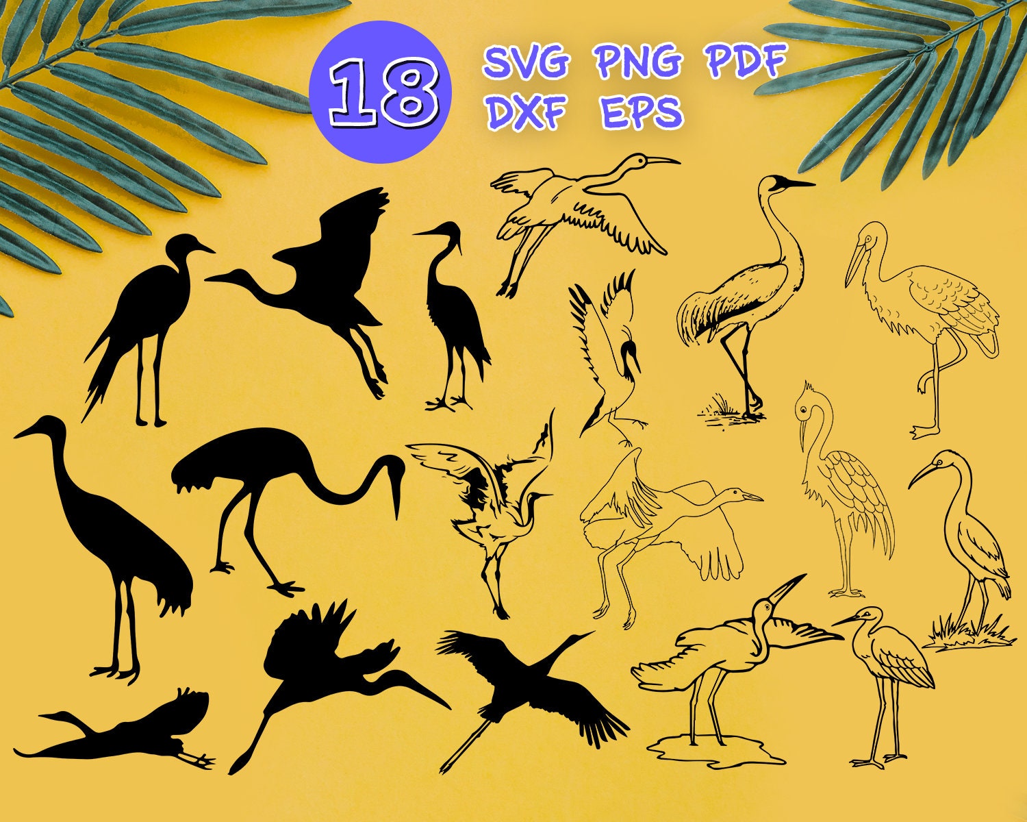 CRANE BIRD SVG Bird Svg Crane Clipart Crane Silhouette | Etsy