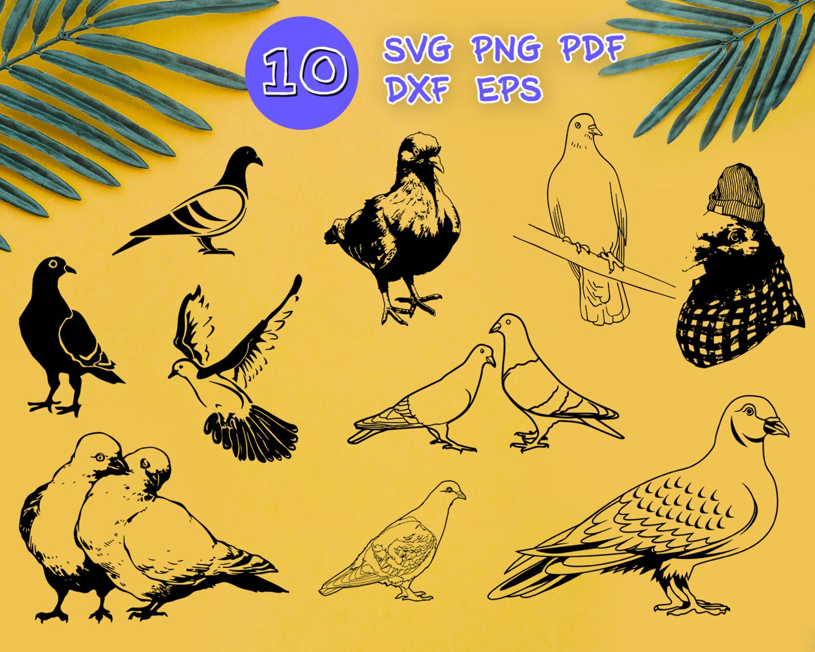 PIGEON SVG, Bird Svg, Dove Svg, Pigeon Clipart, Pigeon Silhouette ...