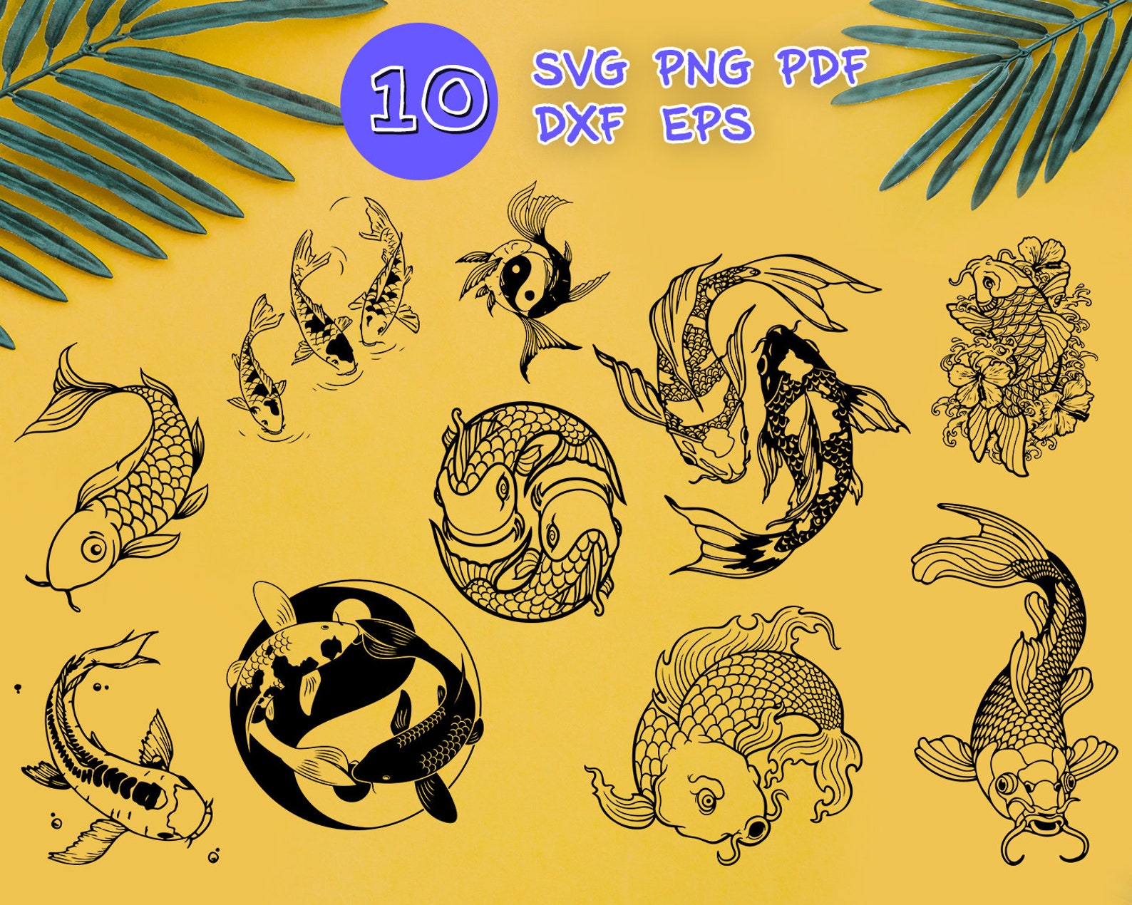 KOI FISH SVG, Fish Clipart, Zentangle Svg, Koi Vector, Koi Fish Carp ...