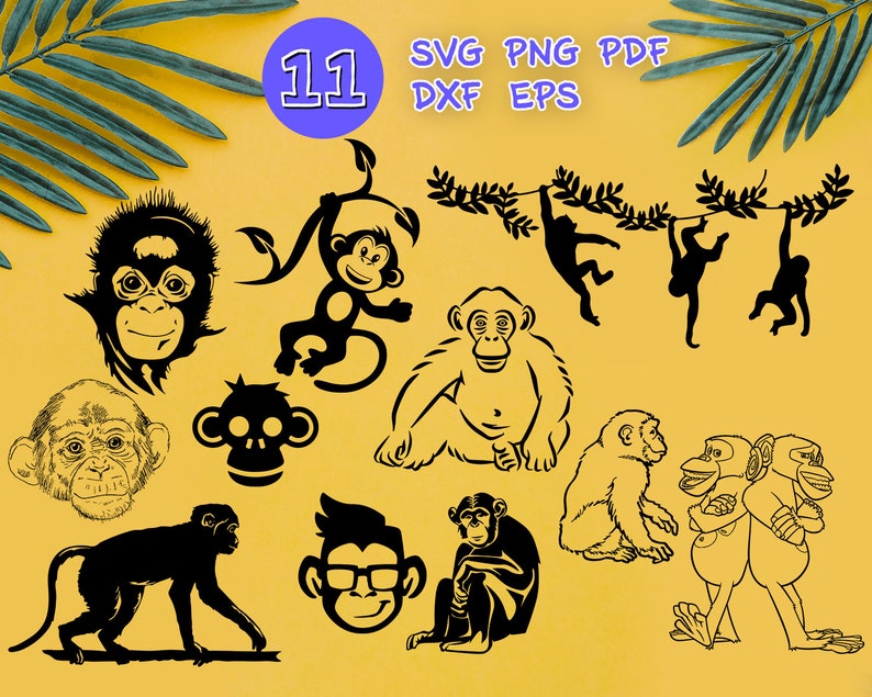 CHIMPANZEE SVG Primate Svg Wildlife Svg Chimpanzee Cricut | Etsy