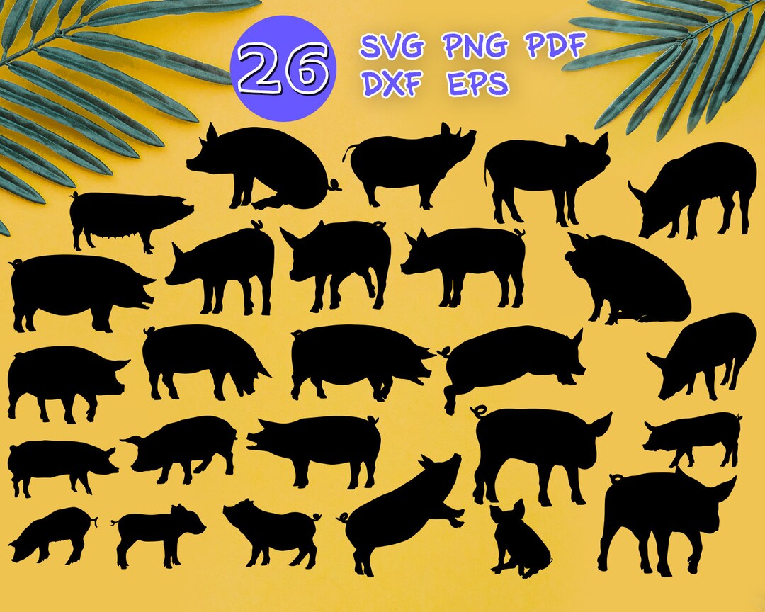 PIG SVG, Farm Svg, Pig Clipart, Farm Animal Svg, Pig Silhouette, Pig ...