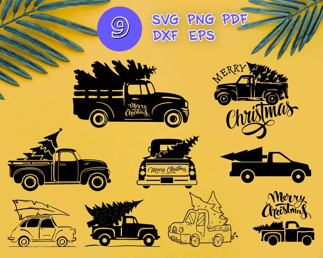 CHRISTMAS TREE TRUCK Svg, Christmas Truck Svg, Red Truck Svg, Vintage ...