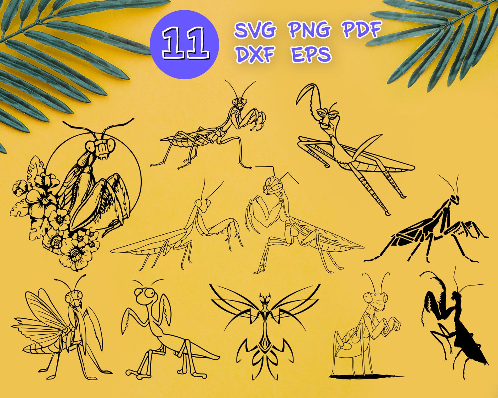 PRAYING MANTIS SVG Mantis Silhouette Mantis Svg Grasshopper | Etsy