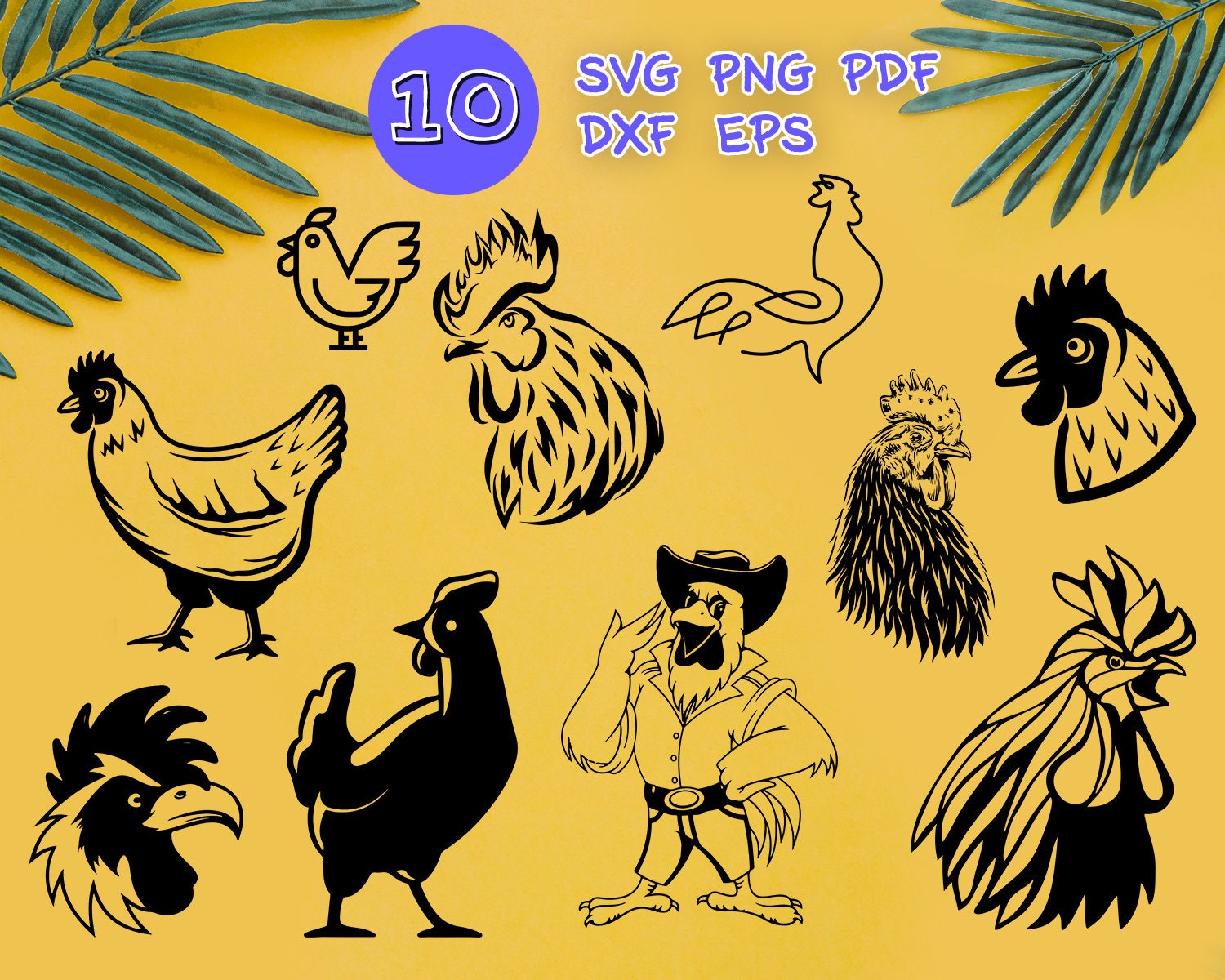 ROOSTER SVG chicken svg farm svg rooster cut file rooster | Etsy