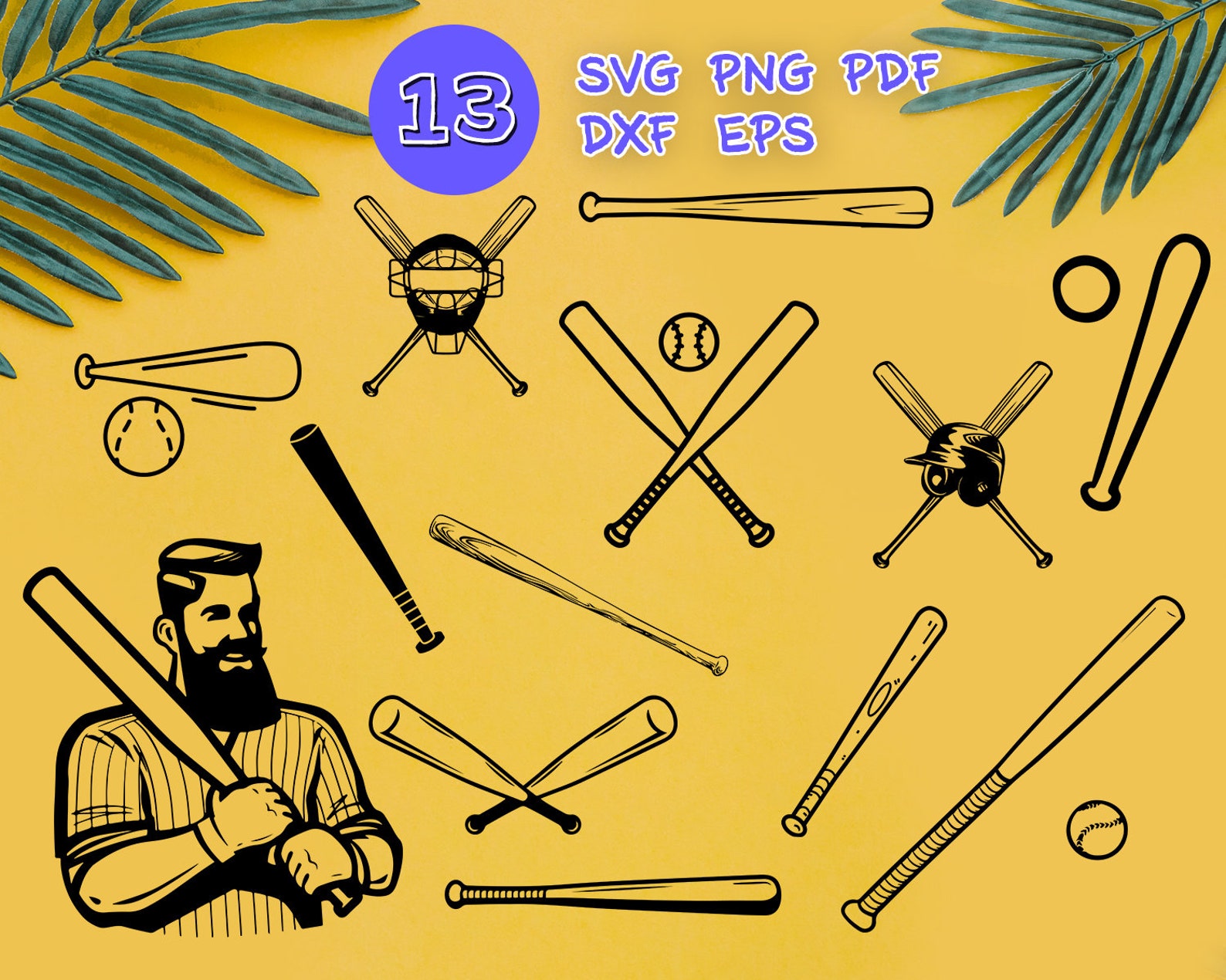 BASEBALL BAT SVG Baseball Clipart Baseball Cut File - Etsy