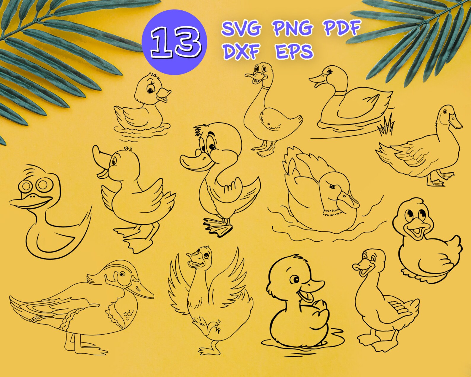 DUCK SVG Duck Silhouette Duck Decal Cute Duck Svg Duck Cut - Etsy
