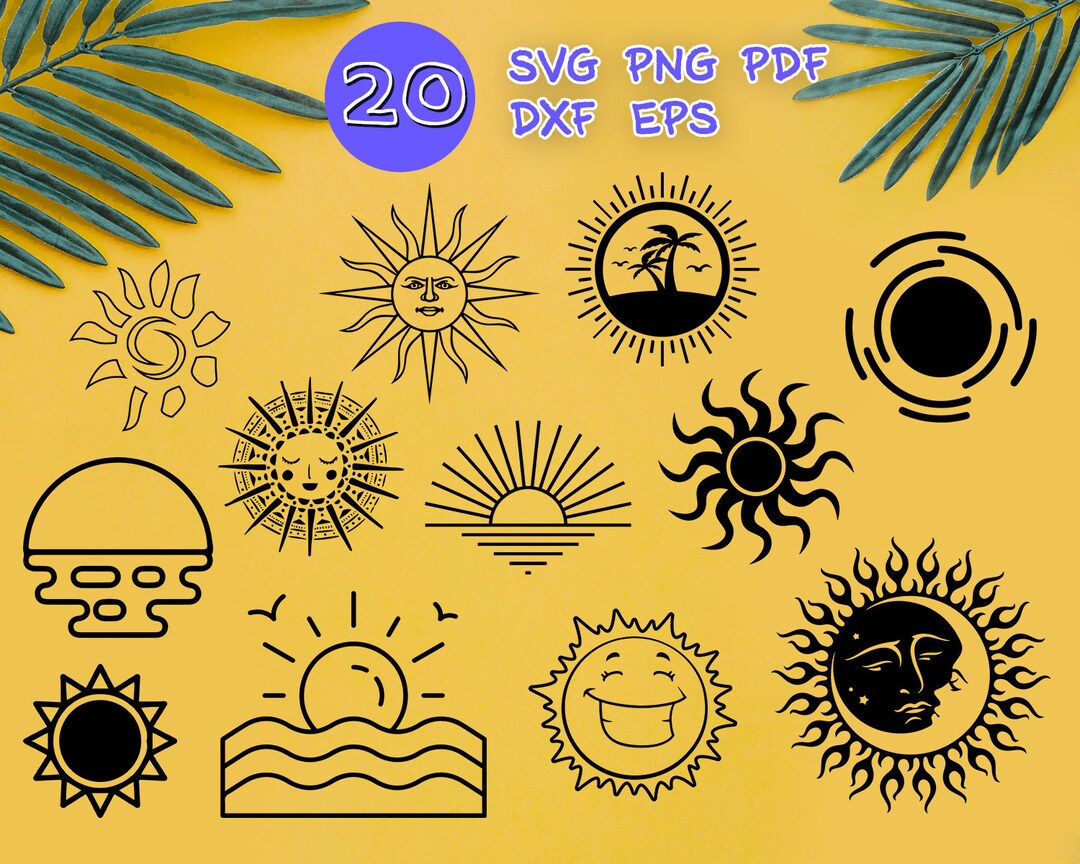 SUN SVG, Sunshine Svg, Sun Face Svg, Cute Sun Svg, Sun Silhouette, Sun ...