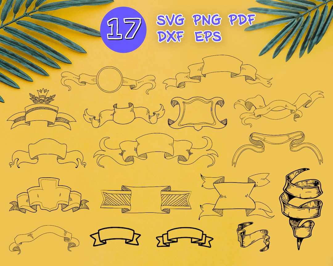 RIBBON SET SVG, Vintage Design Elements Svg, Ribbons Decal, Ribbons ...