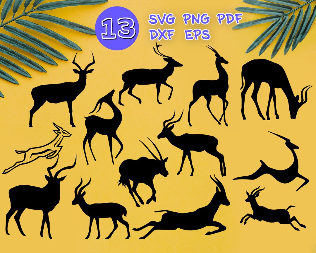 GAZELLE SVG, Gazelle Silhouette, Animals Svg, Gazelle Horn Svg, Gazelle ...