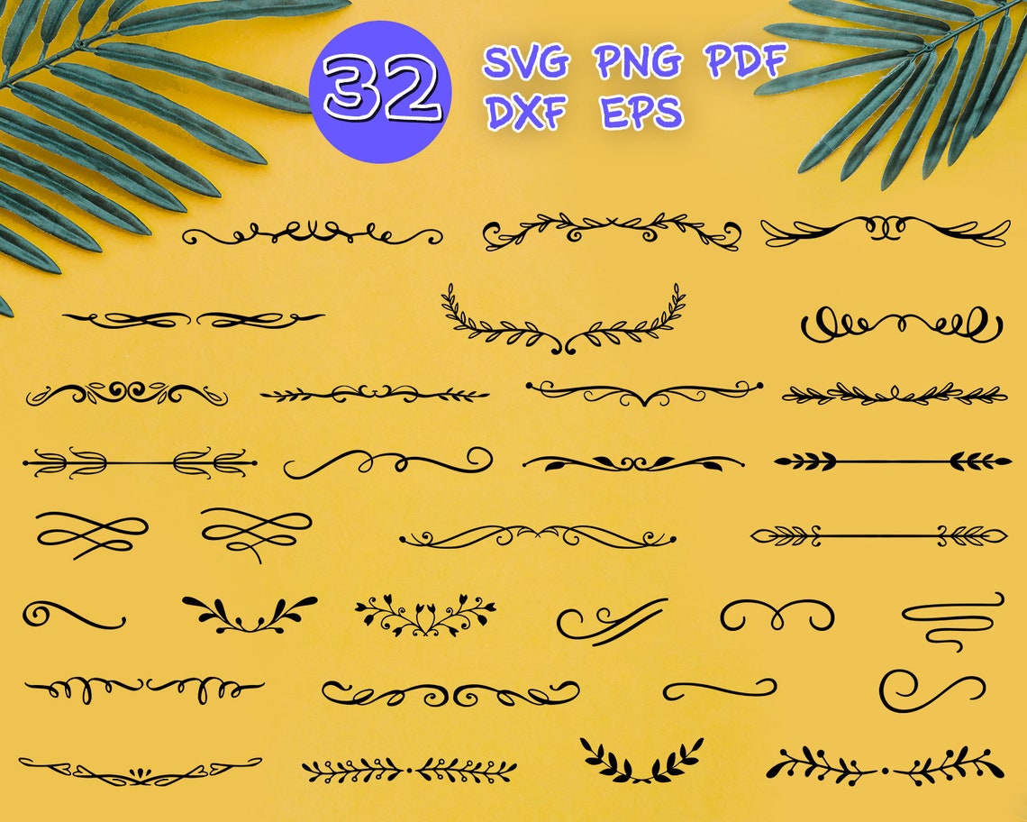 TEXT DIVIDERS SVG Wedding Decor Svg Swirls Svg Flourish | Etsy