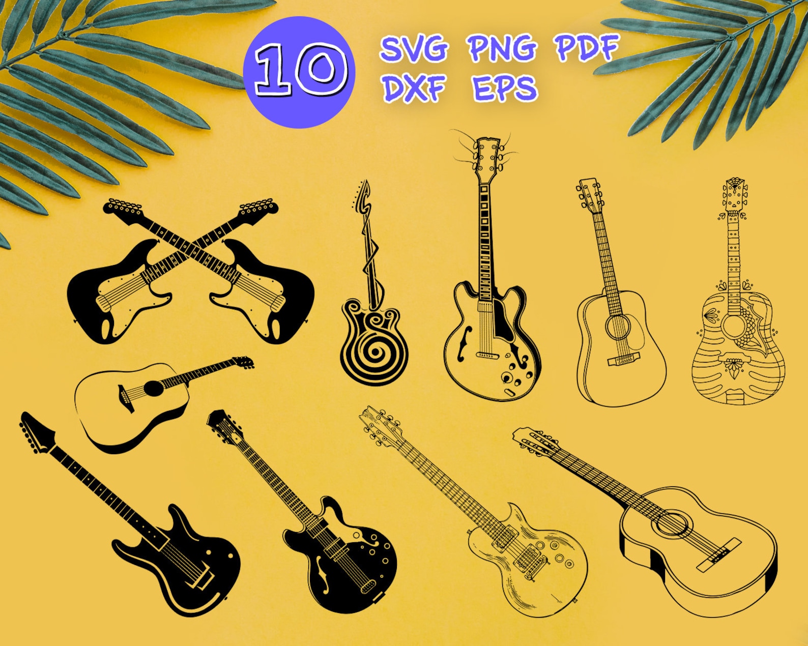 GUITAR SVG Music Svg Guitar Silhouette Electric Guitar - Etsy