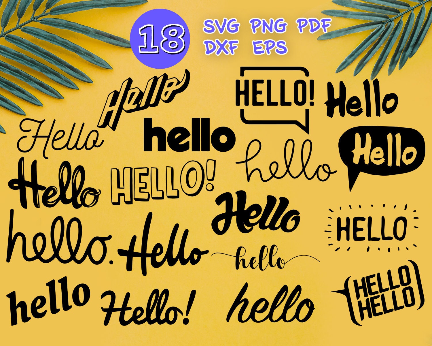 HELLO SVG Hello Cut File Hello Dxf Hello Png Hello Decal | Etsy