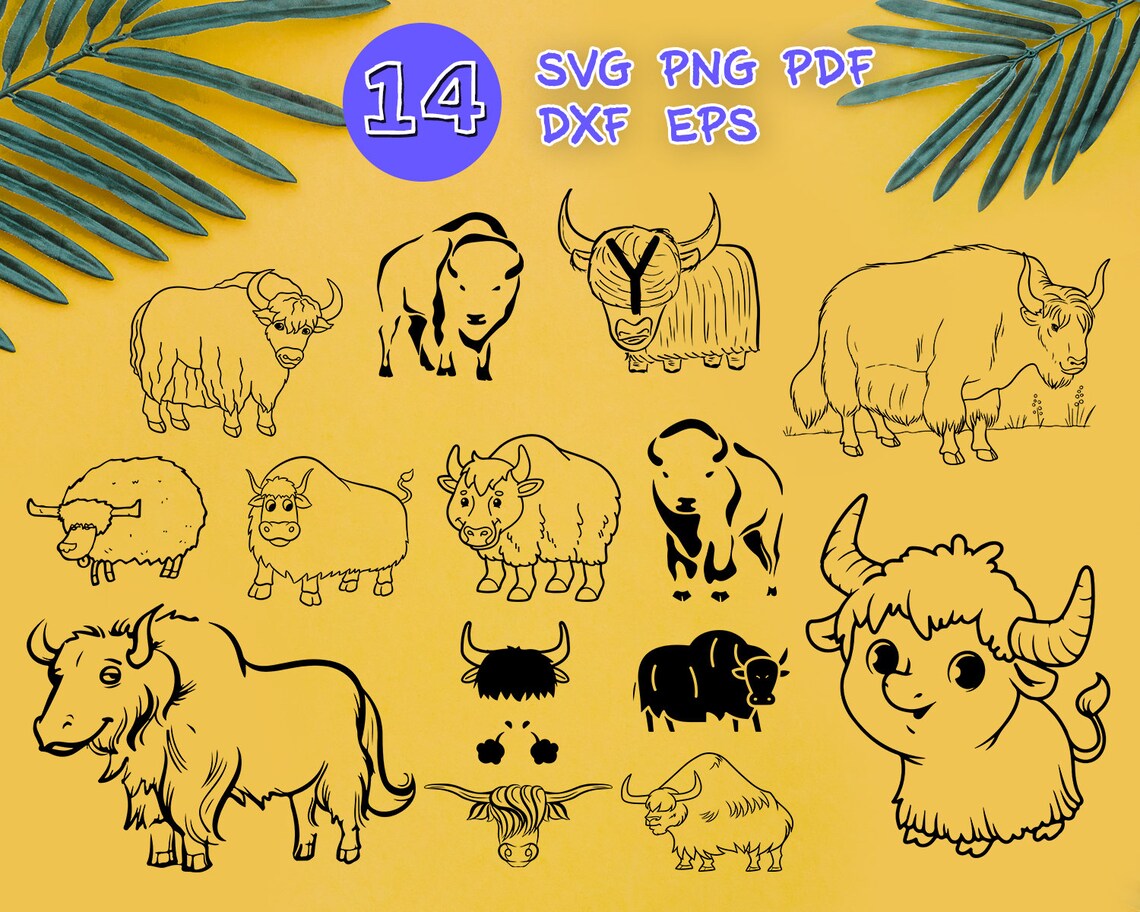 YAK SVG, Yak Happy Svg, Yak Dxf, Yak Clipart, Yak Silhouette, Yak Cut ...