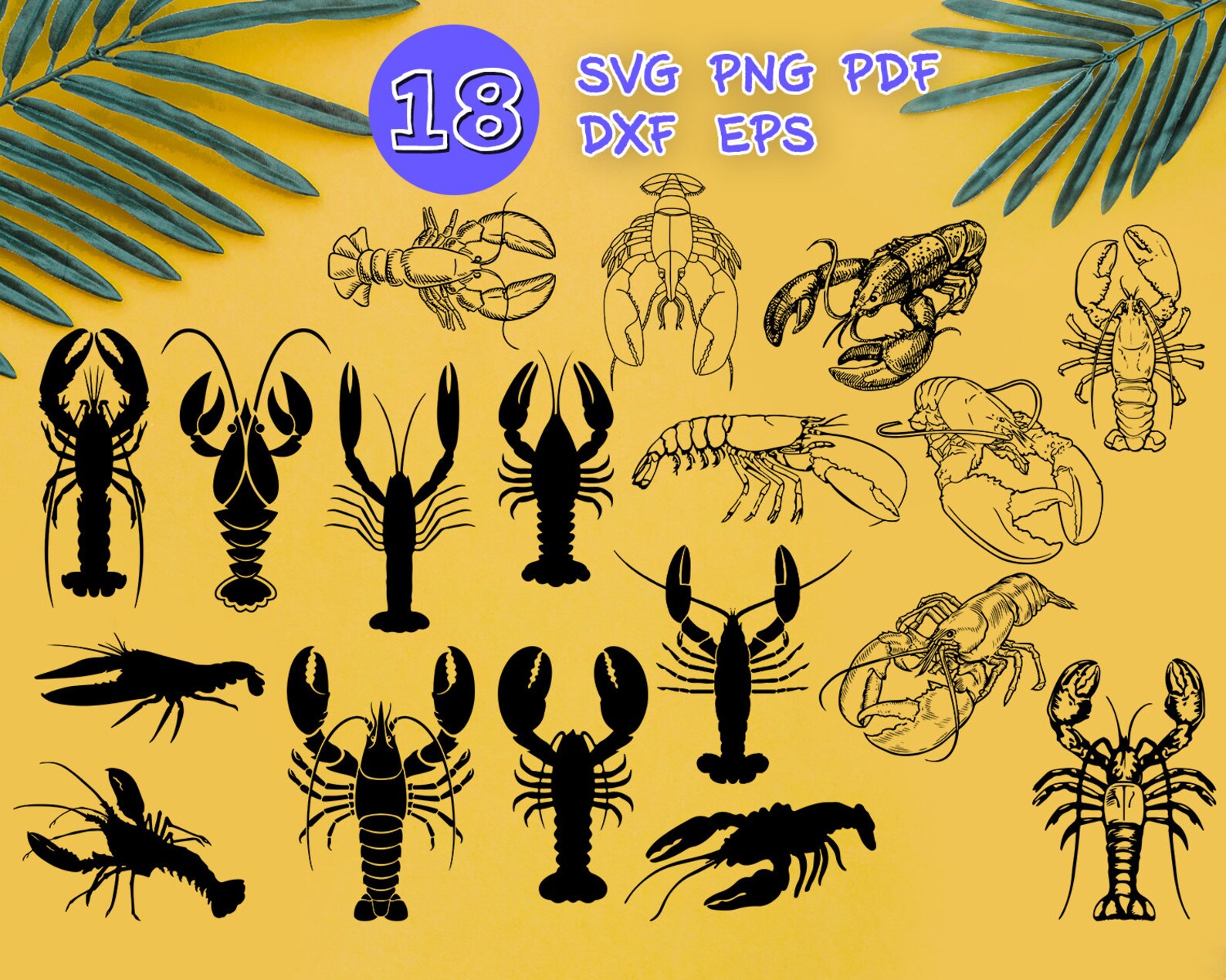LOBSTER SVG Seafood Svg Lobster Clipart Lobster Cut File | Etsy