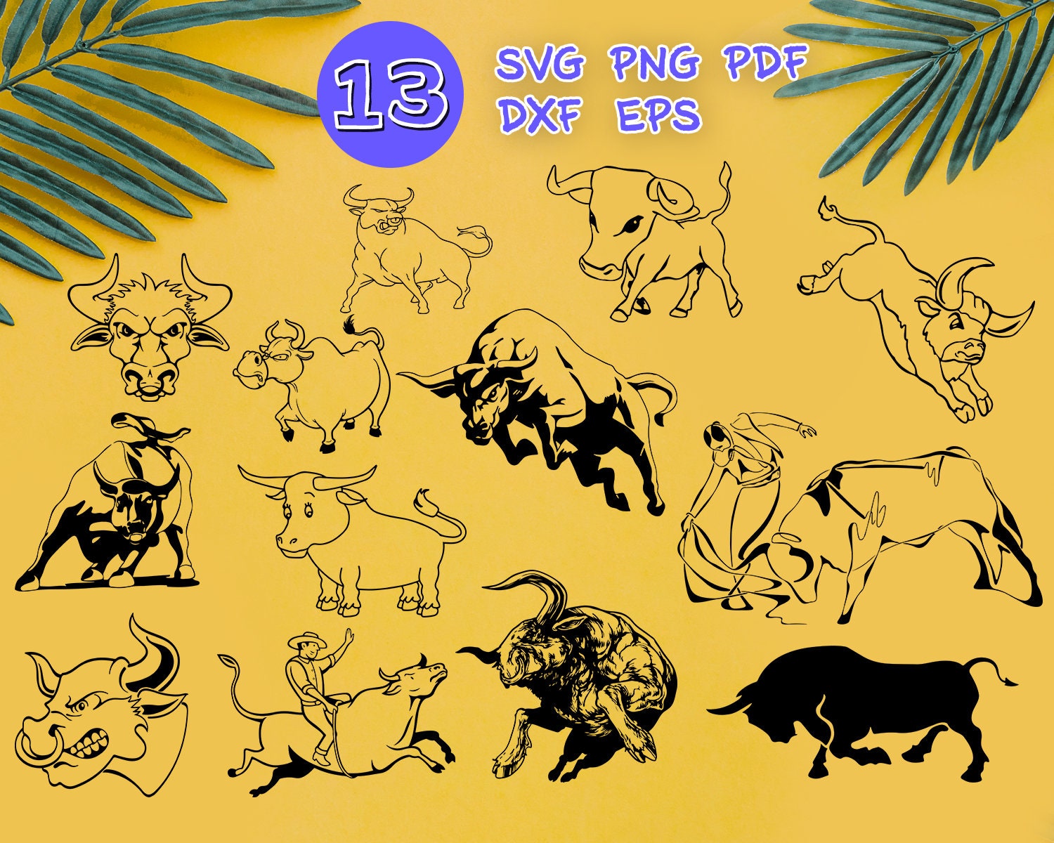BULL SVG bull clipart bull head svg rodeo svg farm animal | Etsy
