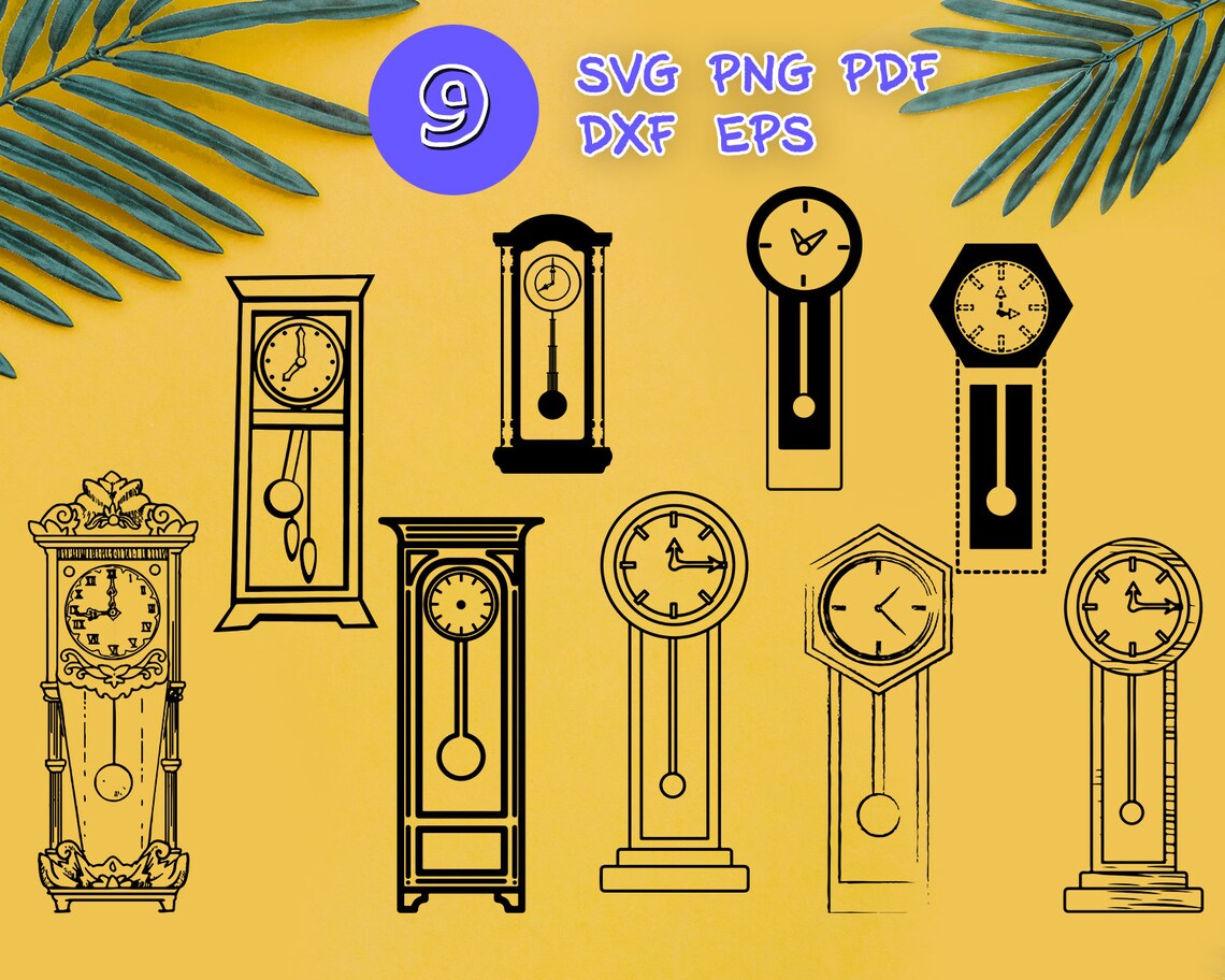 ANTIQUE WALL CLOCK Svg Old Clock Silhouette Clock Face - Etsy