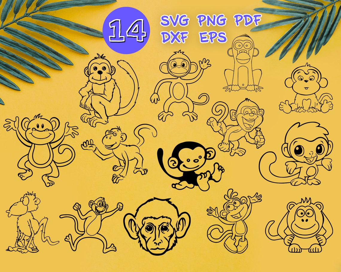 MONKEY SVG Monkey Clipart Monkey Silhouette Monkey Vector - Etsy