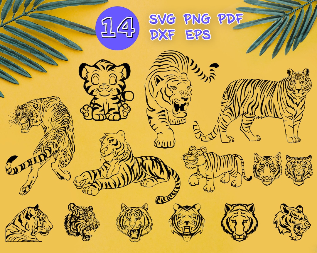 TIGER SVG, Tiger Silhouette, Wild Animals Svg, Tiger Cricut, Tiger ...