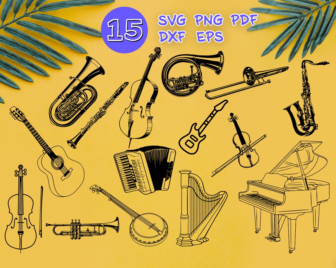 MUSICAL INSTRUMENTS SVG Music Svg Guitar Svg Trumpet Svg - Etsy