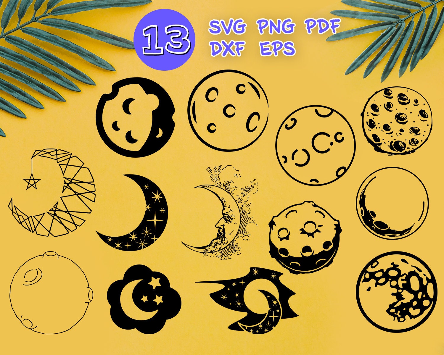 MOON SVG Full Moon Svg Halloween Svg Lunar Svg Space Svg - Etsy