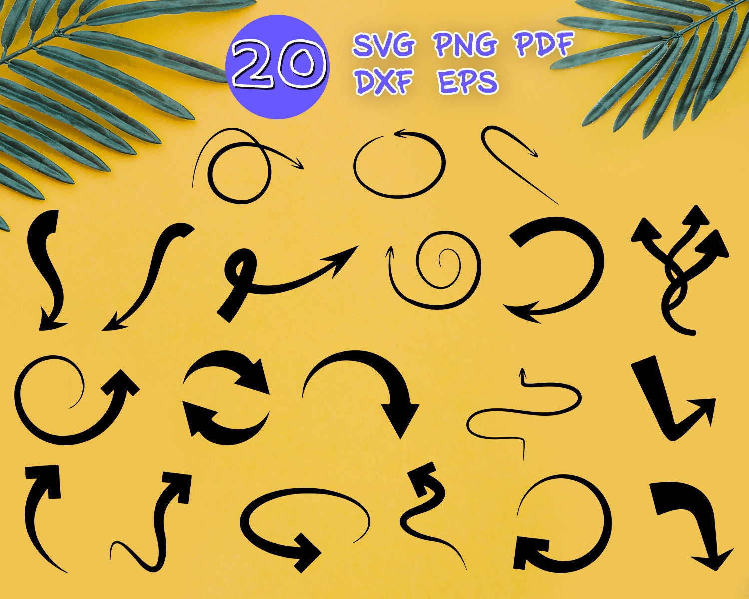 CURLY ARROWS SVG, Arrow Svg, Doodle Arrow Svg, Arrow Stencil, Arrow ...