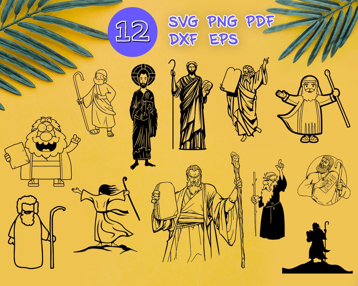 MOSES SVG clipart jew moses Moses silhouette moses stencil | Etsy