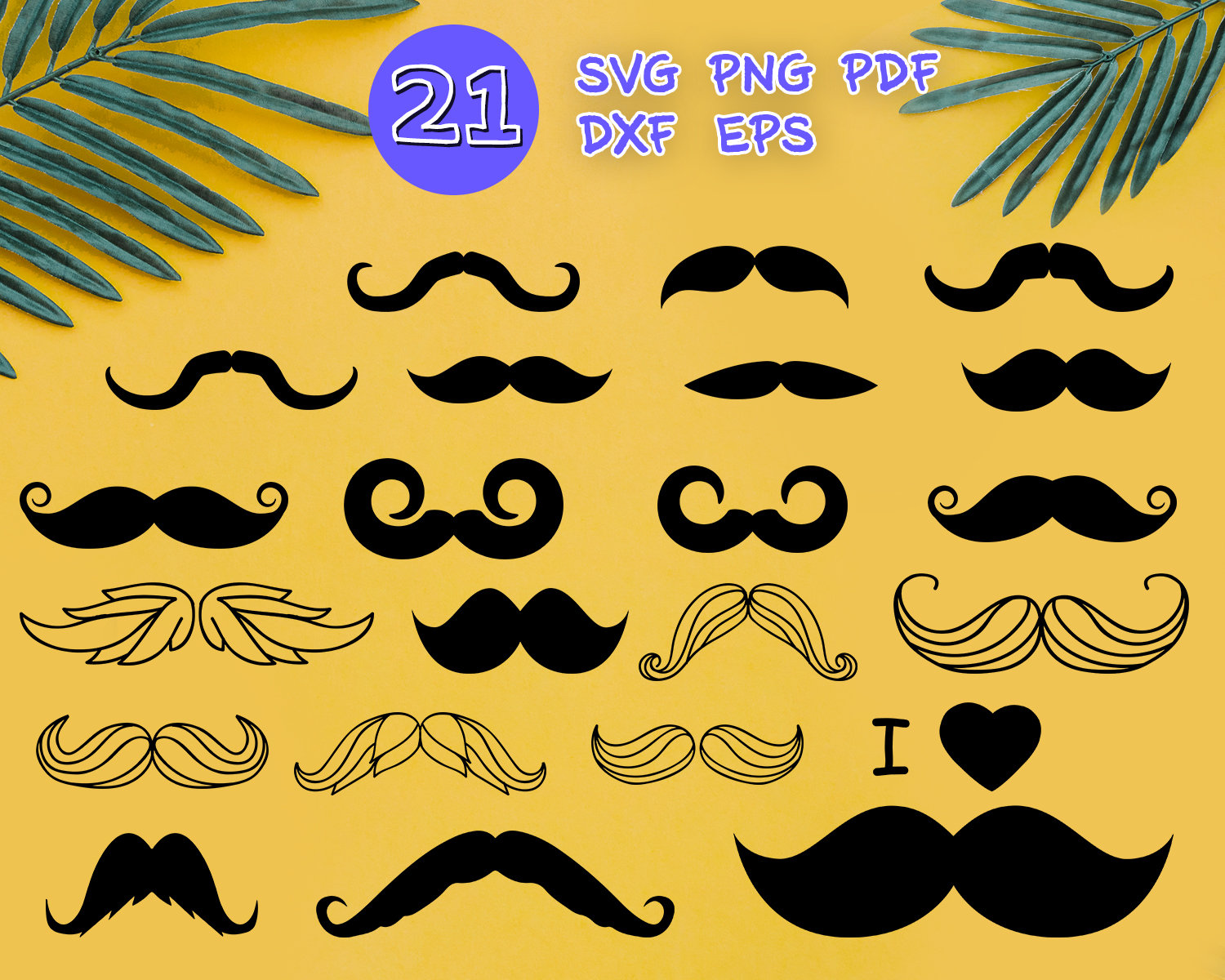 Craft Supplies & Tools Mustache Bundle Clipart SVG also in png eps and ...