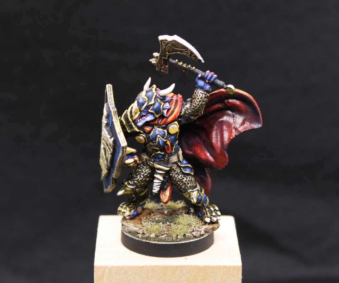 Hand-painted Blue Dragonborn Paladin or Fighter Miniature for D&D and ...
