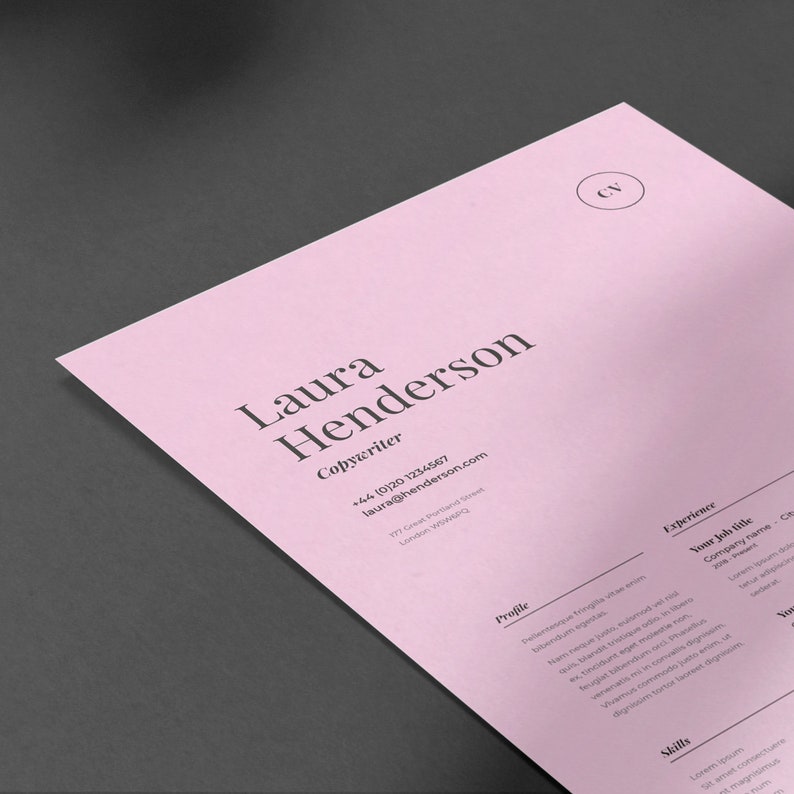 Resume Template With Cover Letter for Word, Indesign & Photoshop. Laura ...