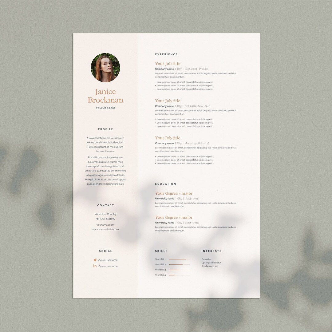Resume Template With Cover Letter for Word, Indesign & Photoshop ...