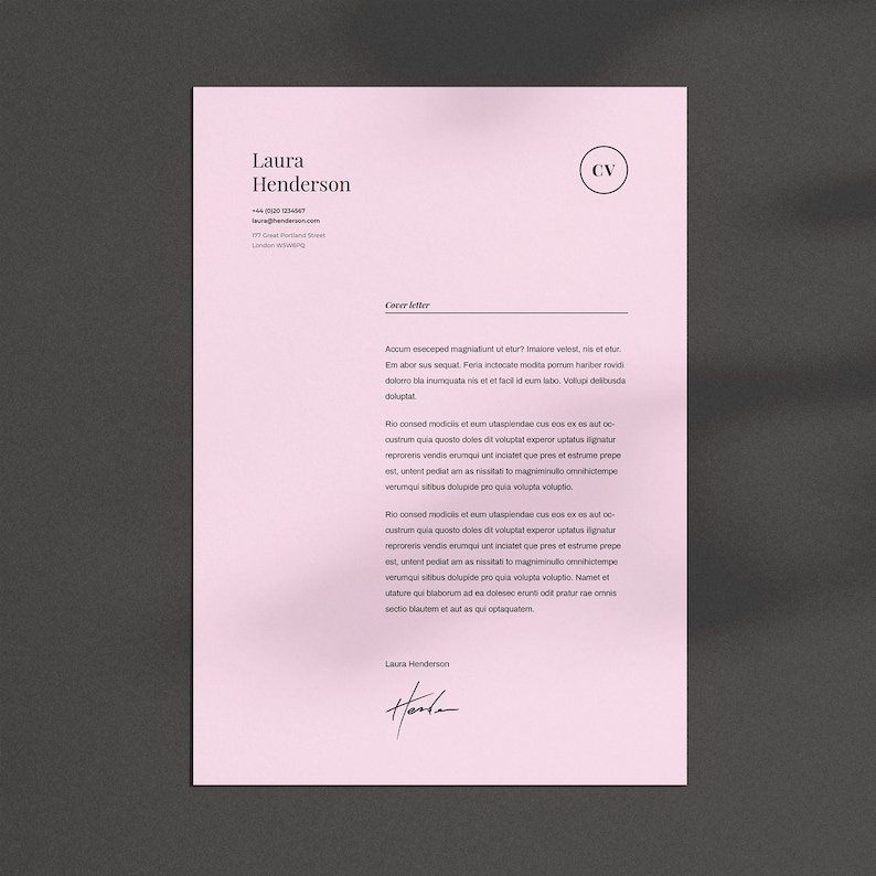 Resume Template With Cover Letter for Word, Indesign & Photoshop. Laura ...