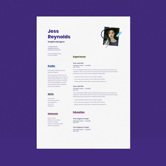 Resume Template With Cover Letter for Word Indesign & - Etsy
