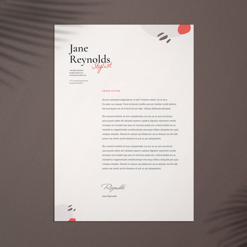 Resume Template With Cover Letter for Word Indesign & - Etsy