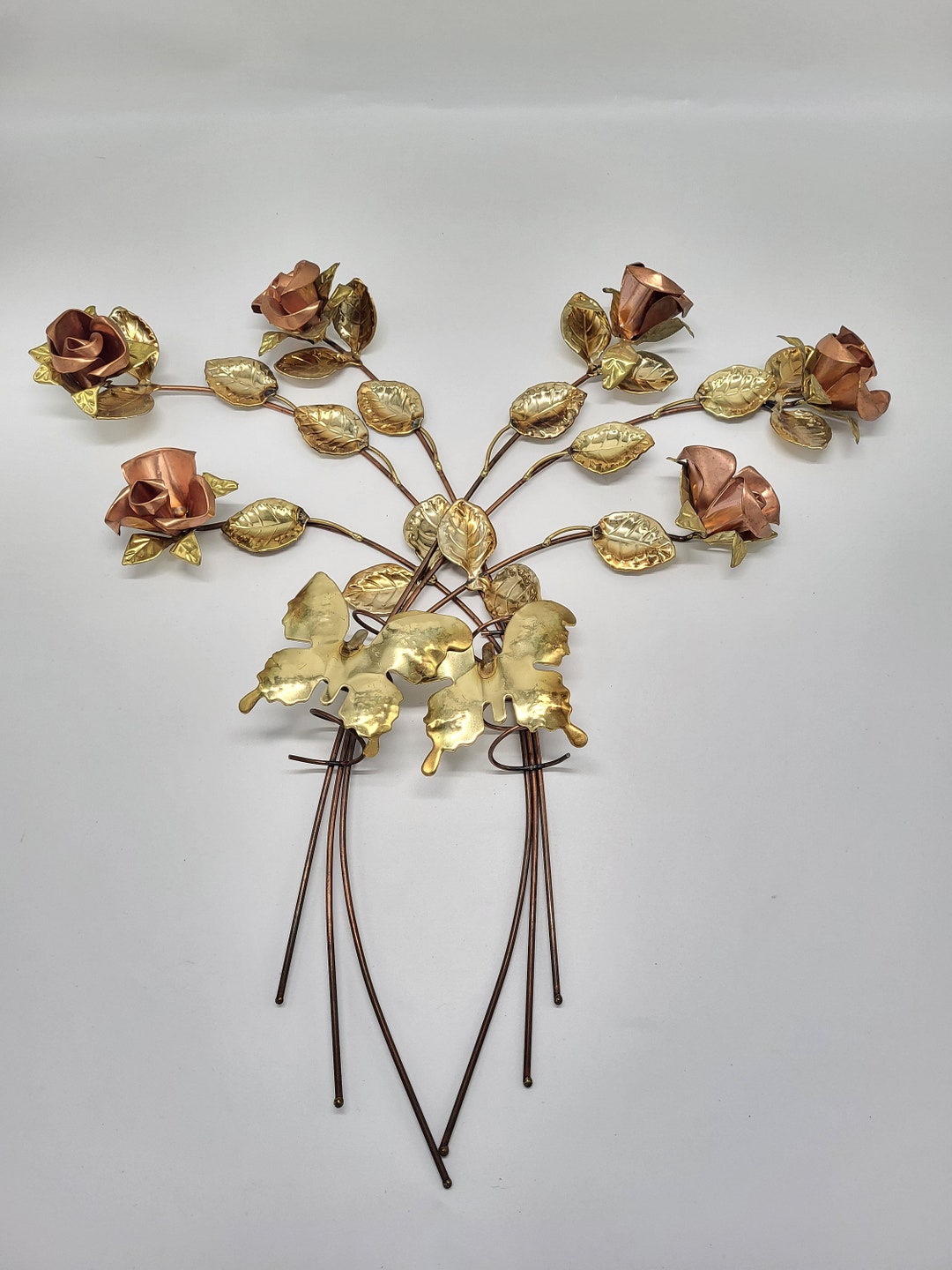 Vintage Brass and Copper Rose Decor Wall Hangings - Etsy